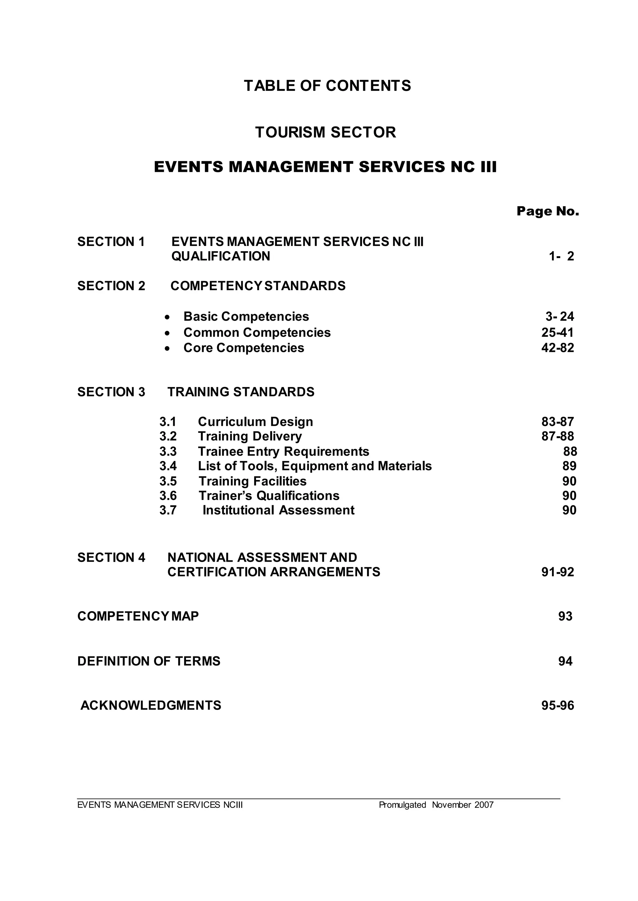 EVENTS MANAGEMENT SERVICES NC III | DOC | Web Development | Internet