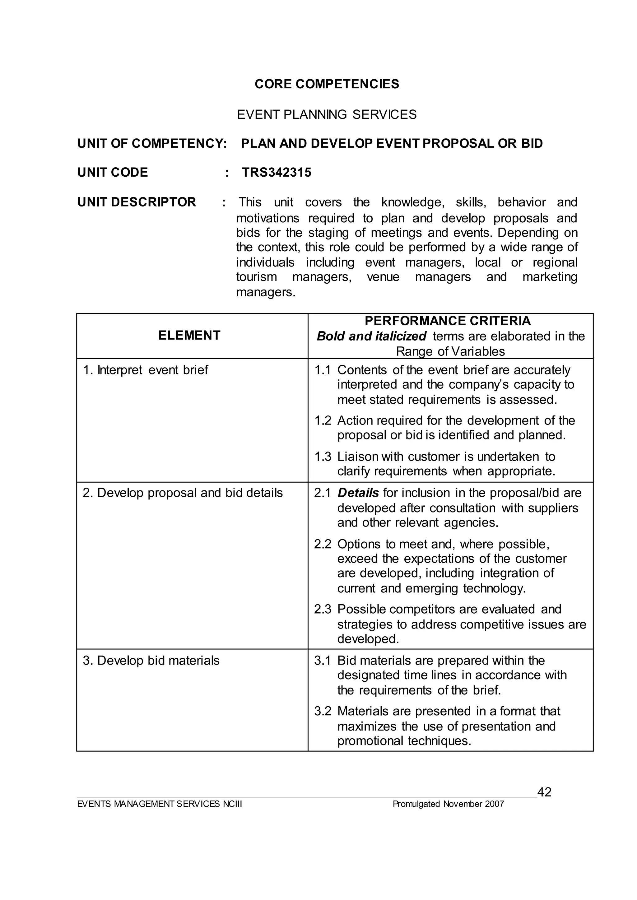 EVENTS MANAGEMENT SERVICES NC III | DOC | Web Development | Internet