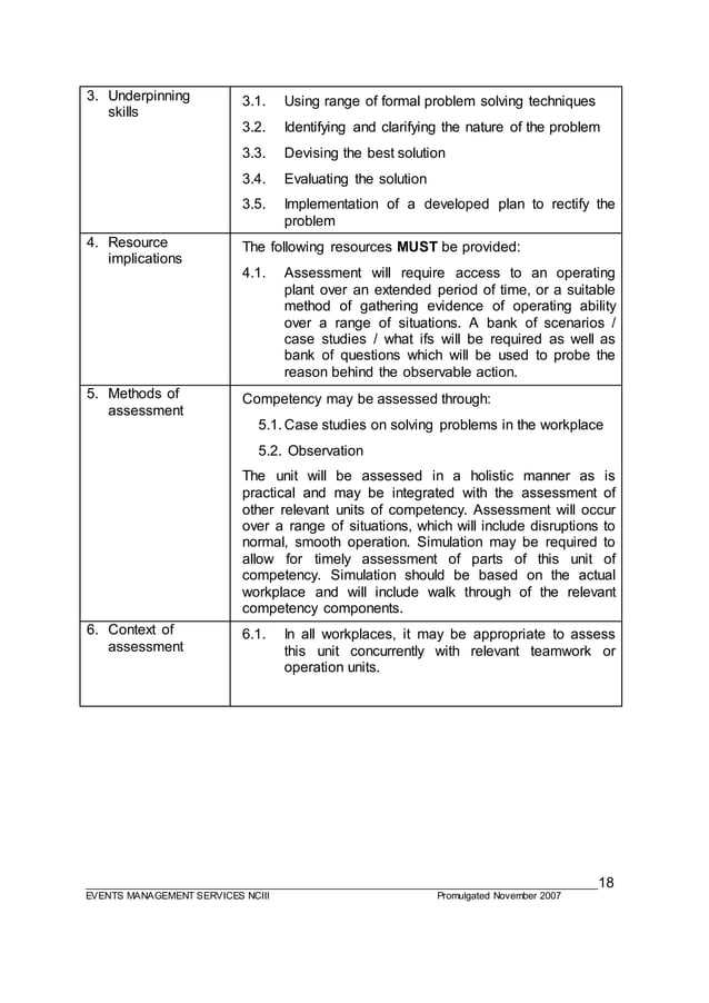 EVENTS MANAGEMENT SERVICES NC III | DOC | Web Development | Internet