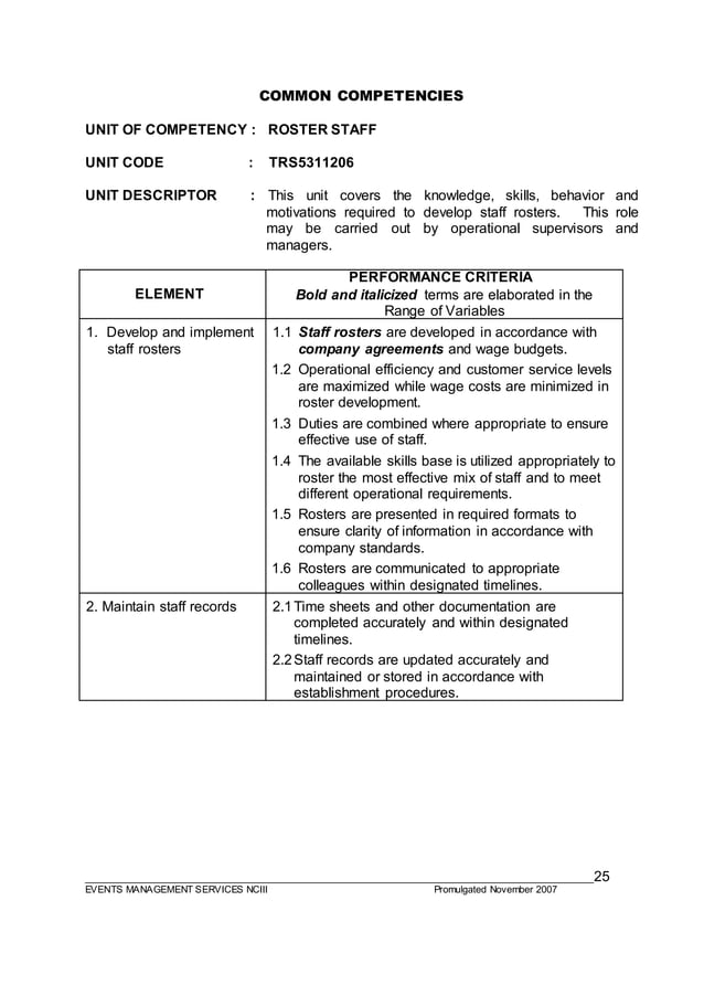 EVENTS MANAGEMENT SERVICES NC III | DOC | Web Development | Internet