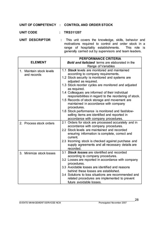 EVENTS MANAGEMENT SERVICES NC III | DOC | Web Development | Internet