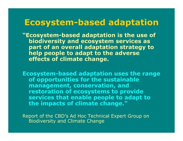Ecosystem-based approaches to mitigation and adaptation at landscape and seascape scale: tools ...