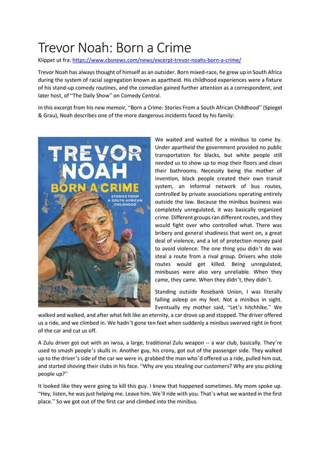 Trevor noah born a crime | PDF