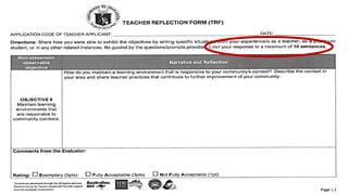 Teacher Reflection Form-for-Teacher-Applicants-2024 | PPTX