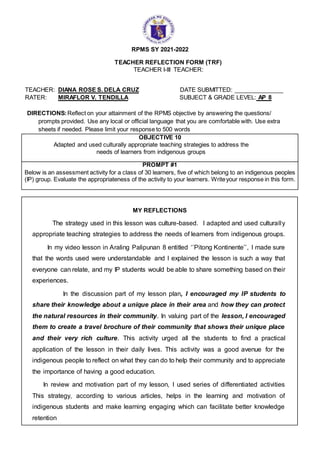 Rpms Teacher Reflection Form Trf For Master Teacher I - vrogue.co