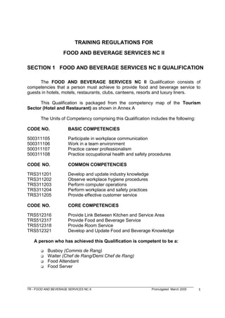 Training Regulations FBService NC II.doc