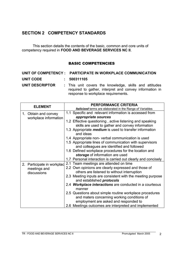 Training Regulations FBService NC II.doc