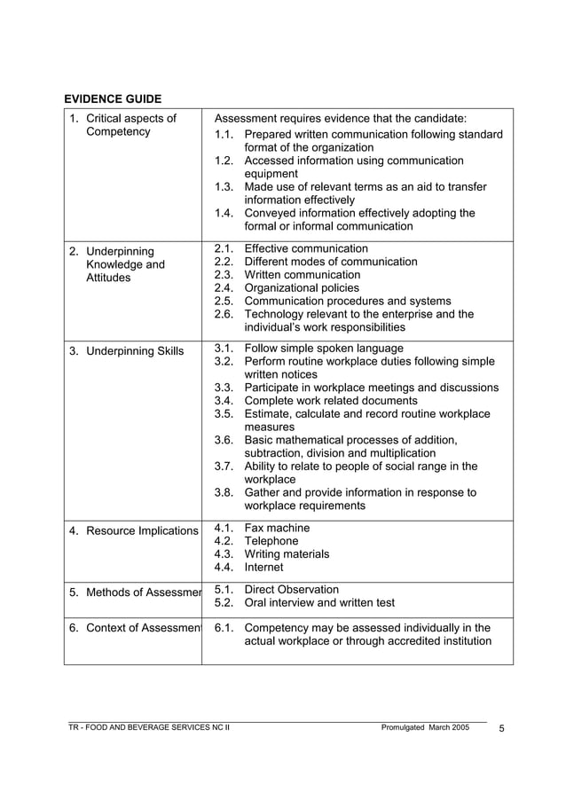Training Regulations FBService NC II.doc