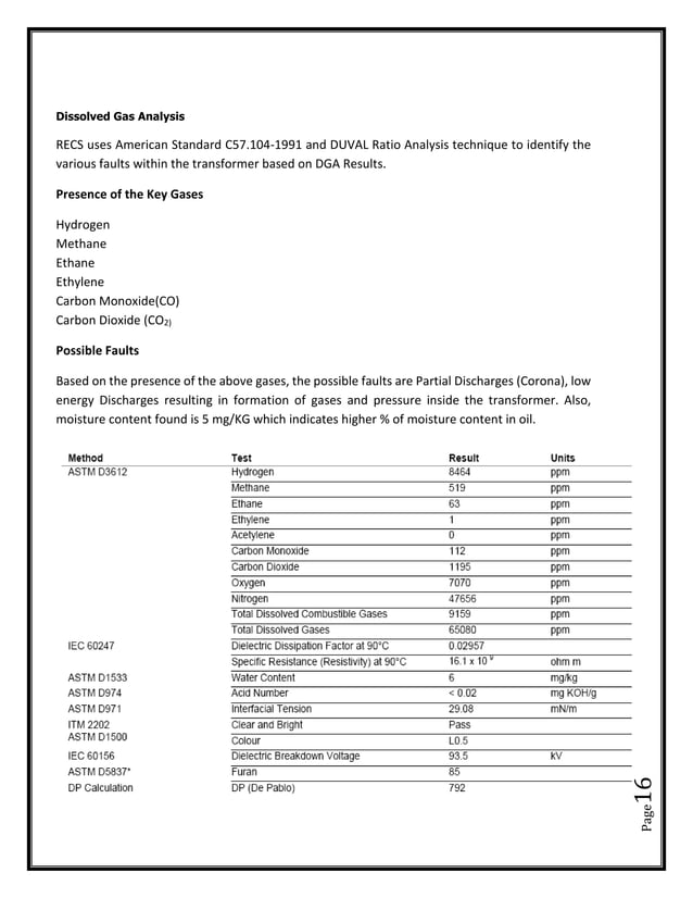 TRANSFORMER SAMPLE REPORT DGA PHYSICAL CONDITION | PDF | Consumer ...
