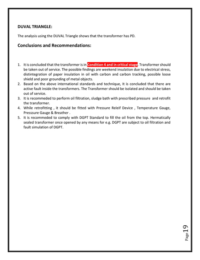 TRANSFORMER SAMPLE REPORT DGA PHYSICAL CONDITION | PDF | Consumer ...