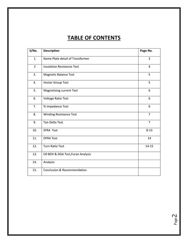 TRANSFORMER SAMPLE REPORT DGA PHYSICAL CONDITION | PDF | Consumer ...