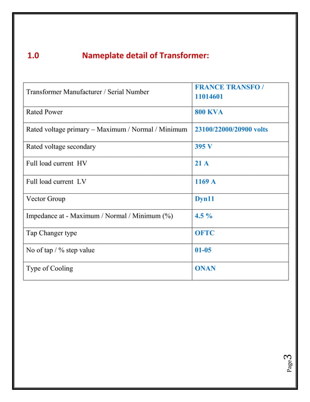 TRANSFORMER SAMPLE REPORT DGA PHYSICAL CONDITION | PDF | Consumer ...