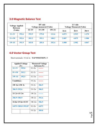 TRANSFORMER SAMPLE REPORT DGA PHYSICAL CONDITION | PDF