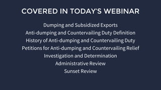 Learn the Basics of Antidumping and Countervailing Duties | PDF