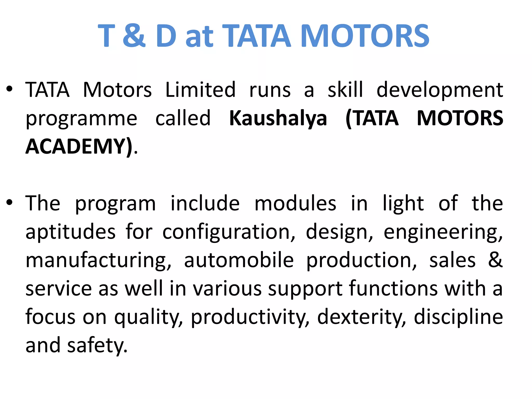 TRAININGg & DEVELOPMENT at tata group and tata motors | PPTX