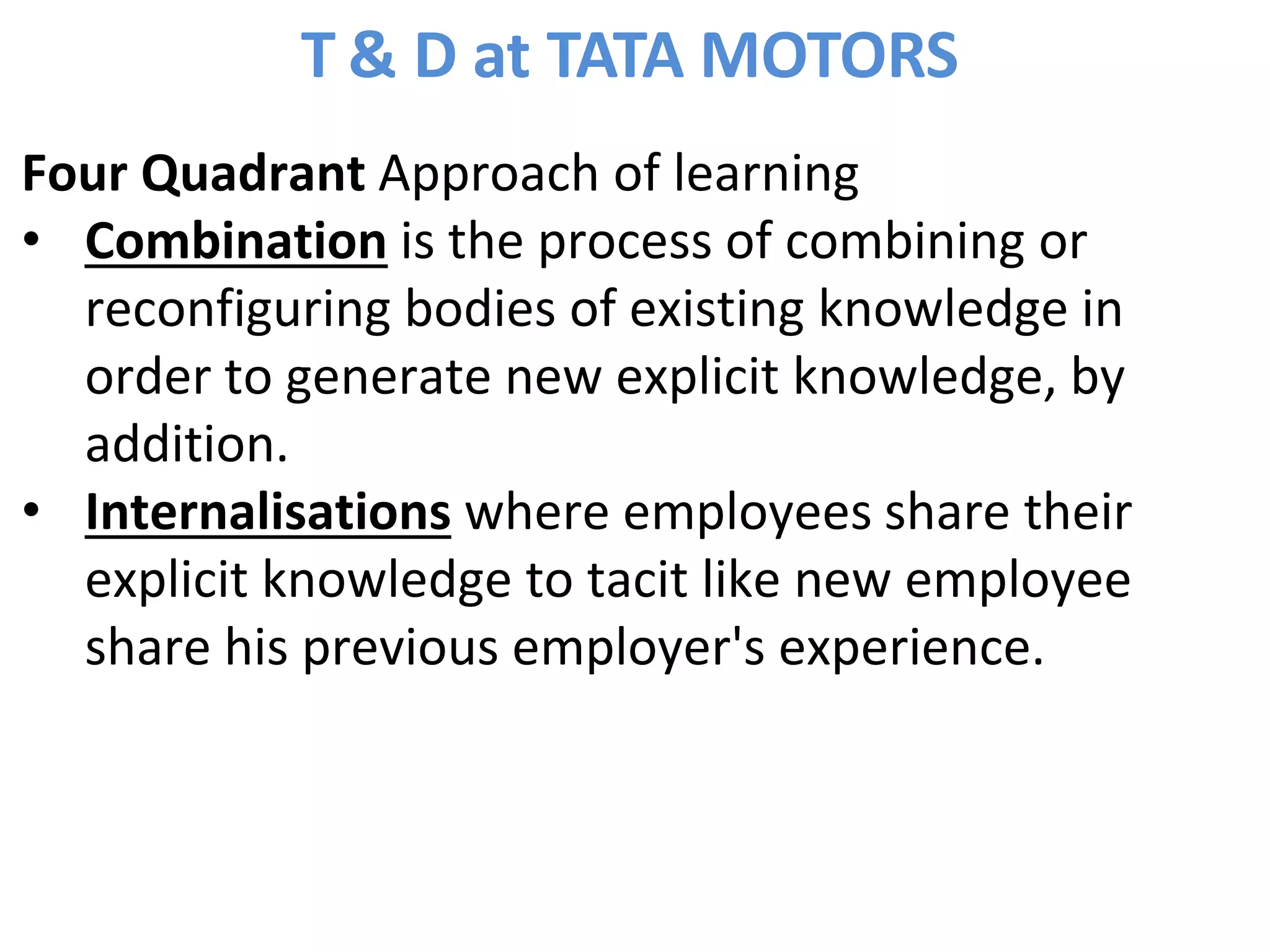TRAININGg & DEVELOPMENT at tata group and tata motors | PPTX