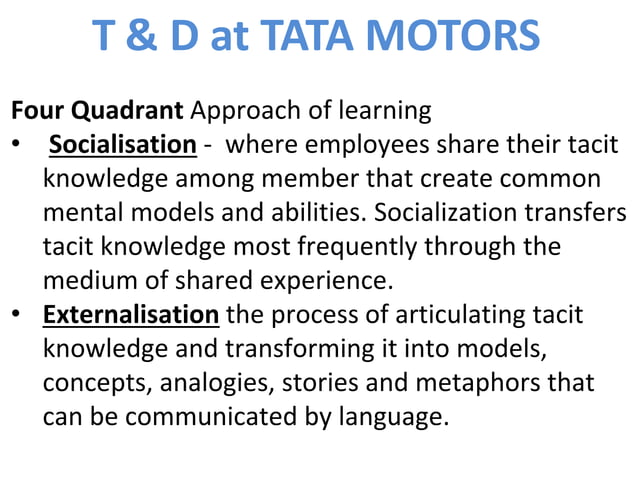 TRAININGg & DEVELOPMENT at tata group and tata motors | PPTX