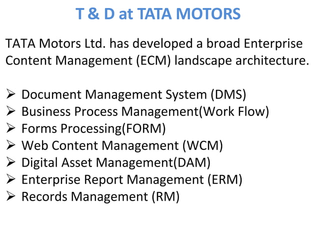 TRAININGg & DEVELOPMENT at tata group and tata motors | PPTX