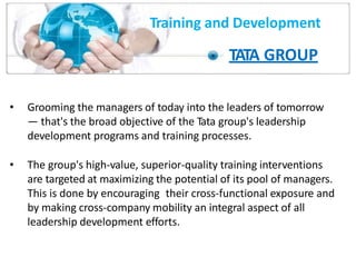 TRAININGg & DEVELOPMENT at tata group and tata motors | PPTX