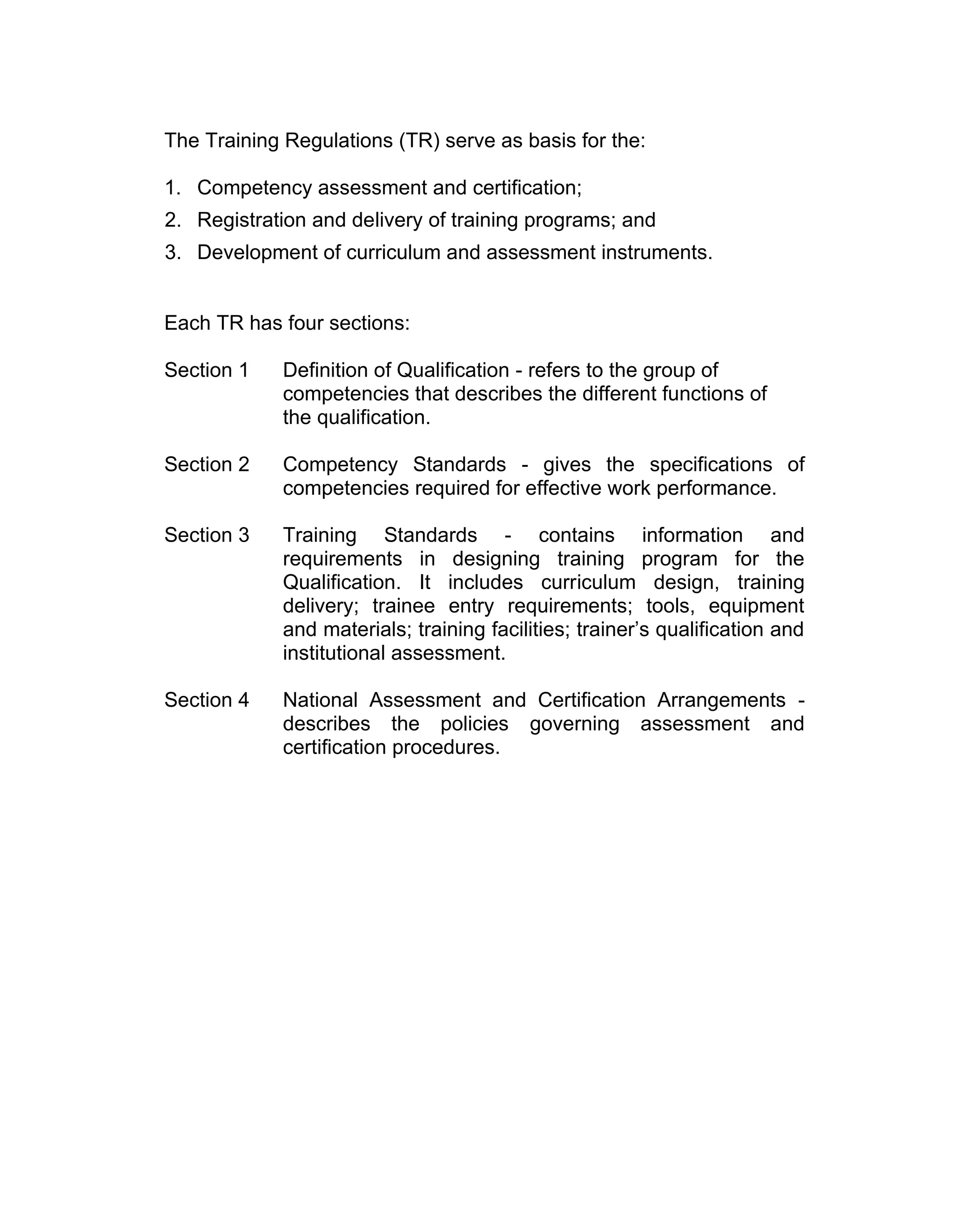 Training Regulation Housekeeping NC II TESDA | PDF