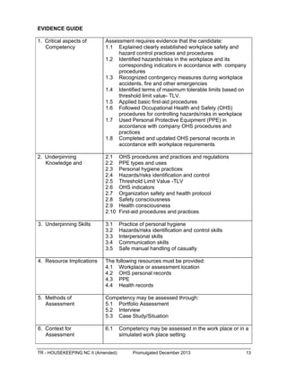 Training Regulation Housekeeping NC II TESDA | PDF