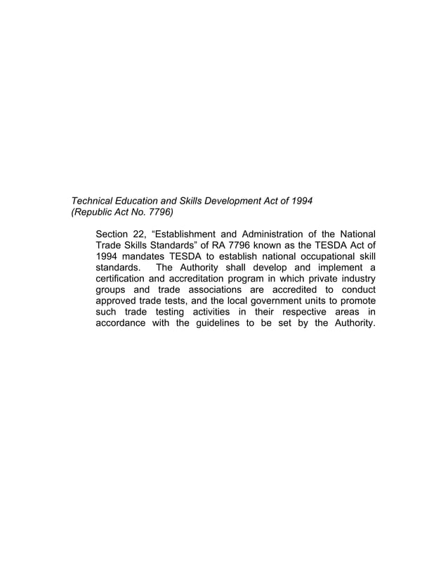 Training Regulation Housekeeping NC II TESDA | PDF