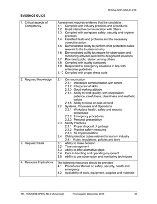 Training Regulation Housekeeping NC II TESDA | PDF