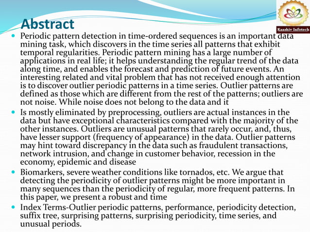 A Framework For Periodic Outlier Pattern Detection In Time Series Sequences Pptx