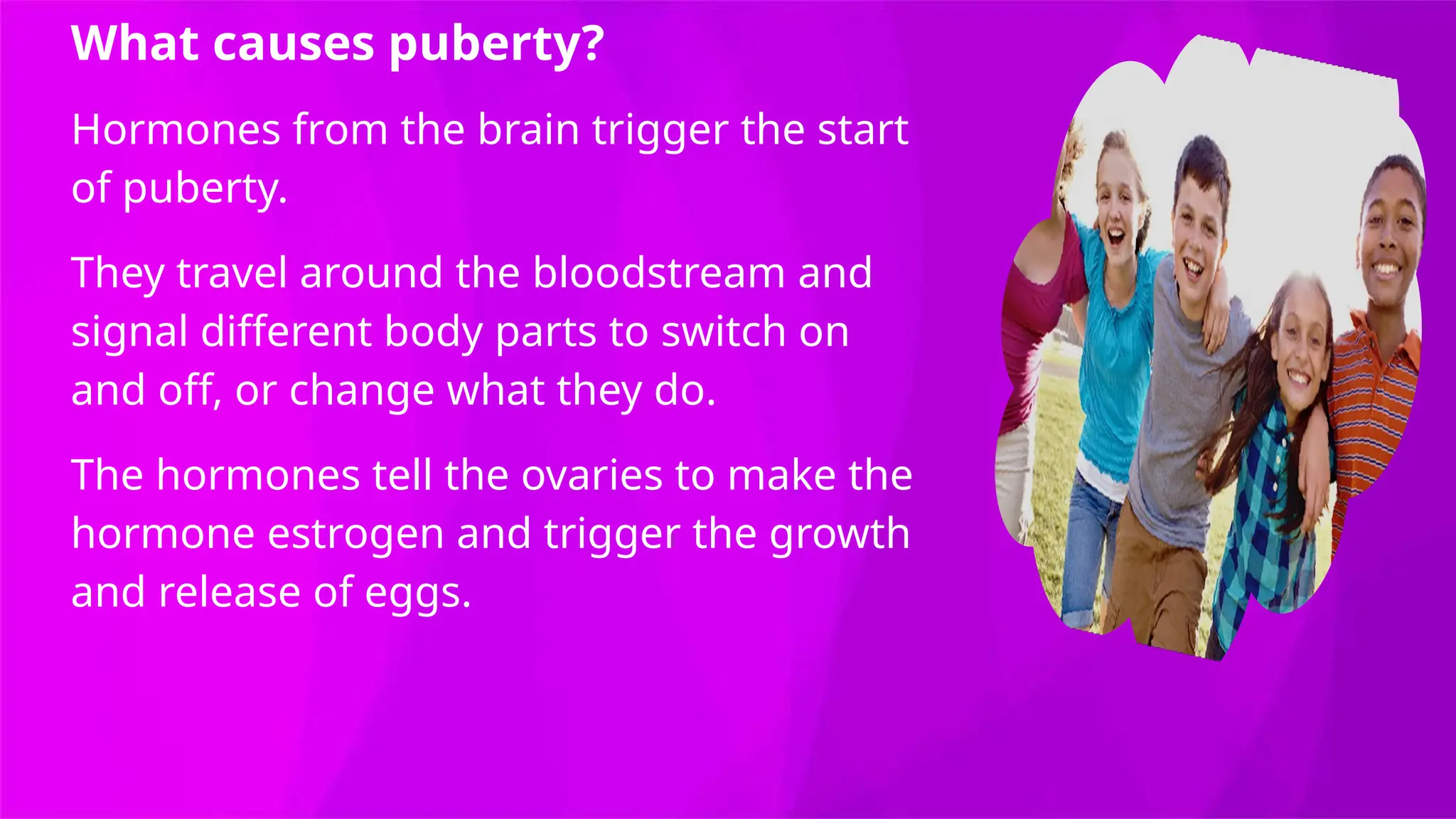 Puberty for girls Puberty is the time when kids grow into young adults ...