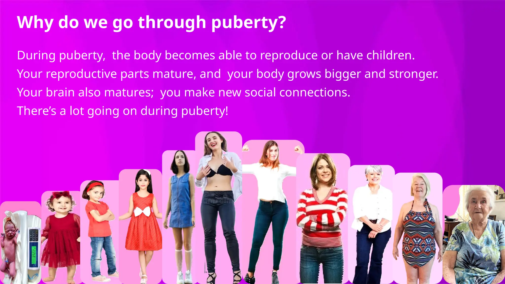 Puberty for girls Puberty is the time when kids grow into young adults ...