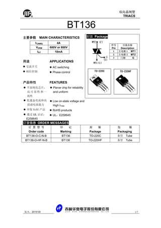 Triac bt136 jilinsino | PDF