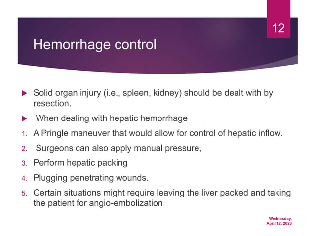 Triad of death, damage controle surgery.ppt | First Aid | Injuries