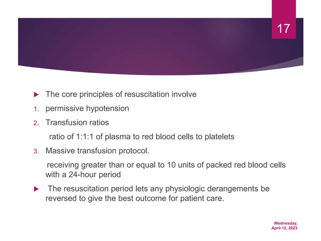 Triad of death, damage controle surgery.ppt | First Aid | Injuries