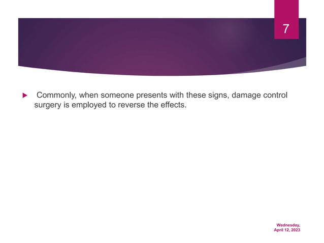 Triad of death, damage controle surgery.ppt | First Aid | Injuries