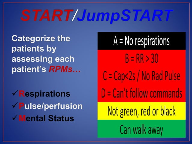 Mass Casualty Triage System START, and JumpSTART | PPTX