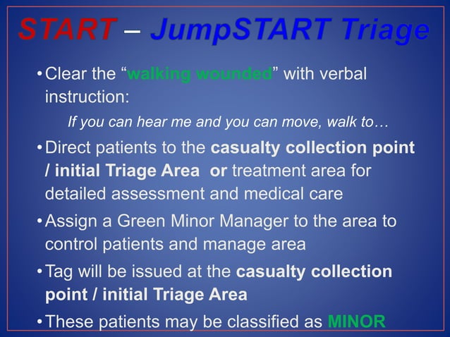 Mass Casualty Triage System START, and JumpSTART | PPTX