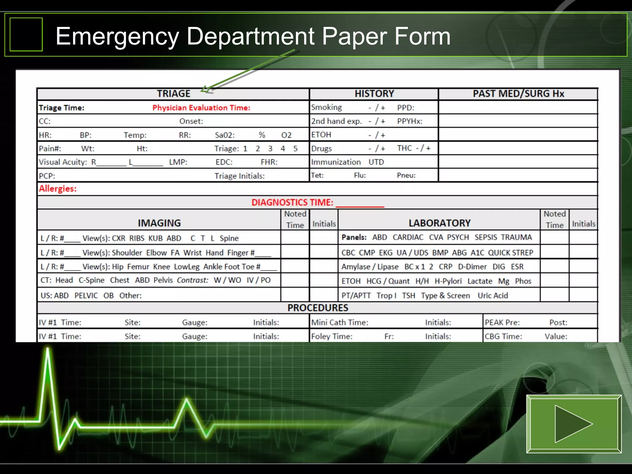 Triage with quiz show | PPS