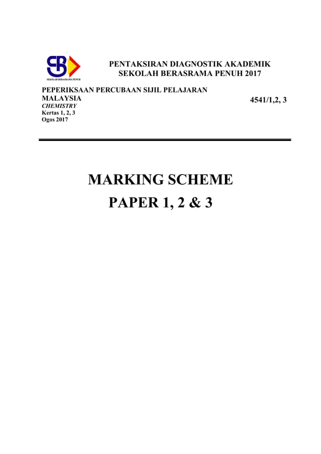 Trial Kimia sbp 2017 skema | PDF