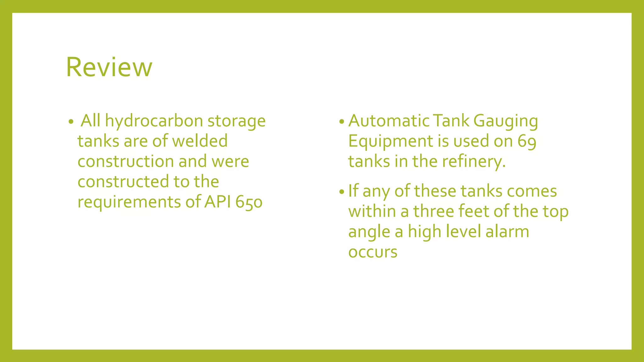 Trial 2 overview of oil handling operations storage tanks slides | PPTX