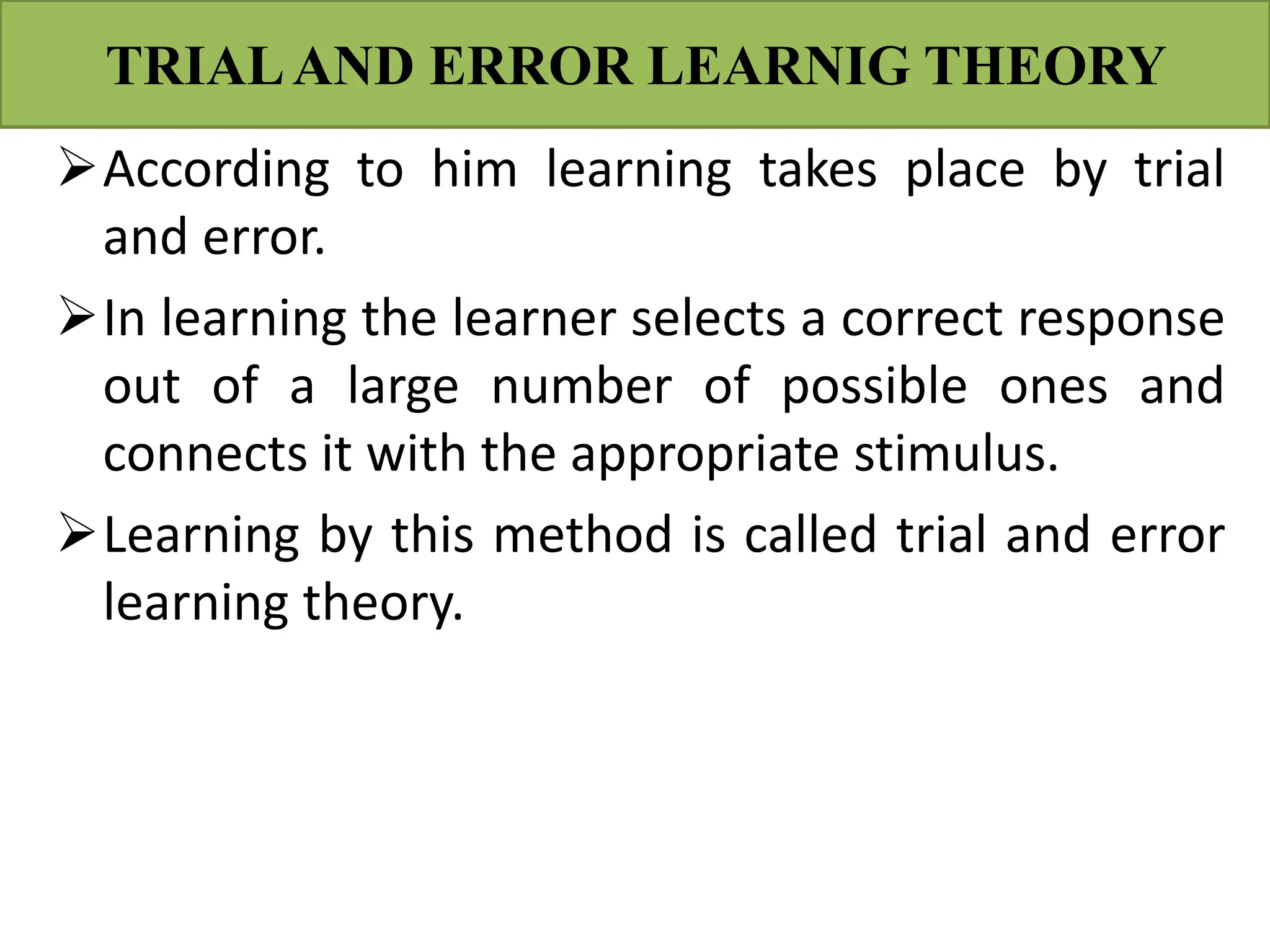 trial and error learning theory by Thorndike | PDF
