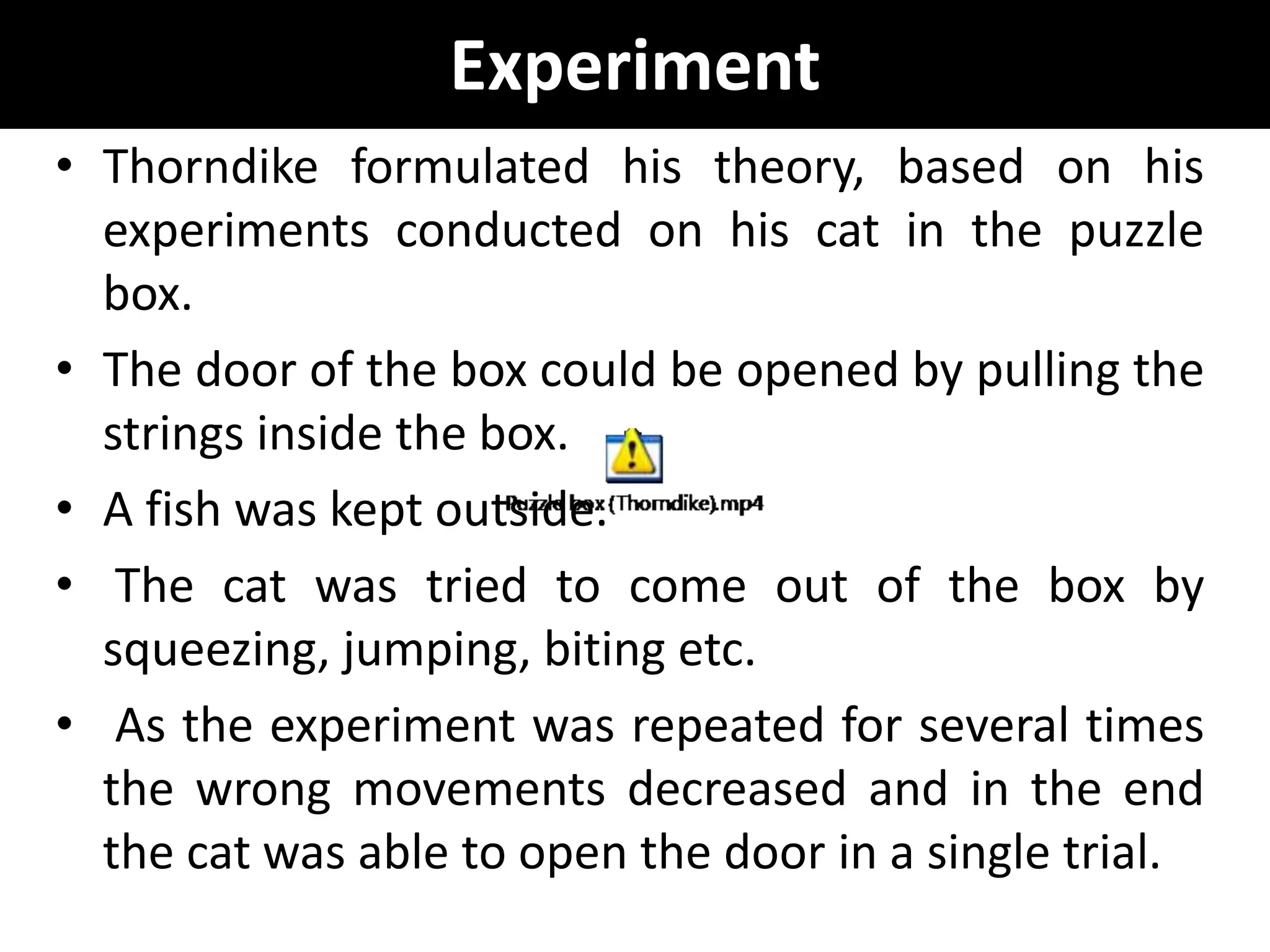 trial and error learning theory by Thorndike | PDF
