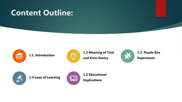 Thorndike's Trial and Error Learning Theory | PPTX