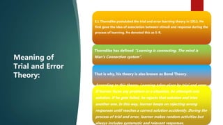 Thorndike's Trial and Error Learning Theory | PPTX