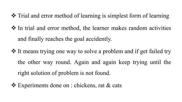 Trial and error theory of learning | PPTX