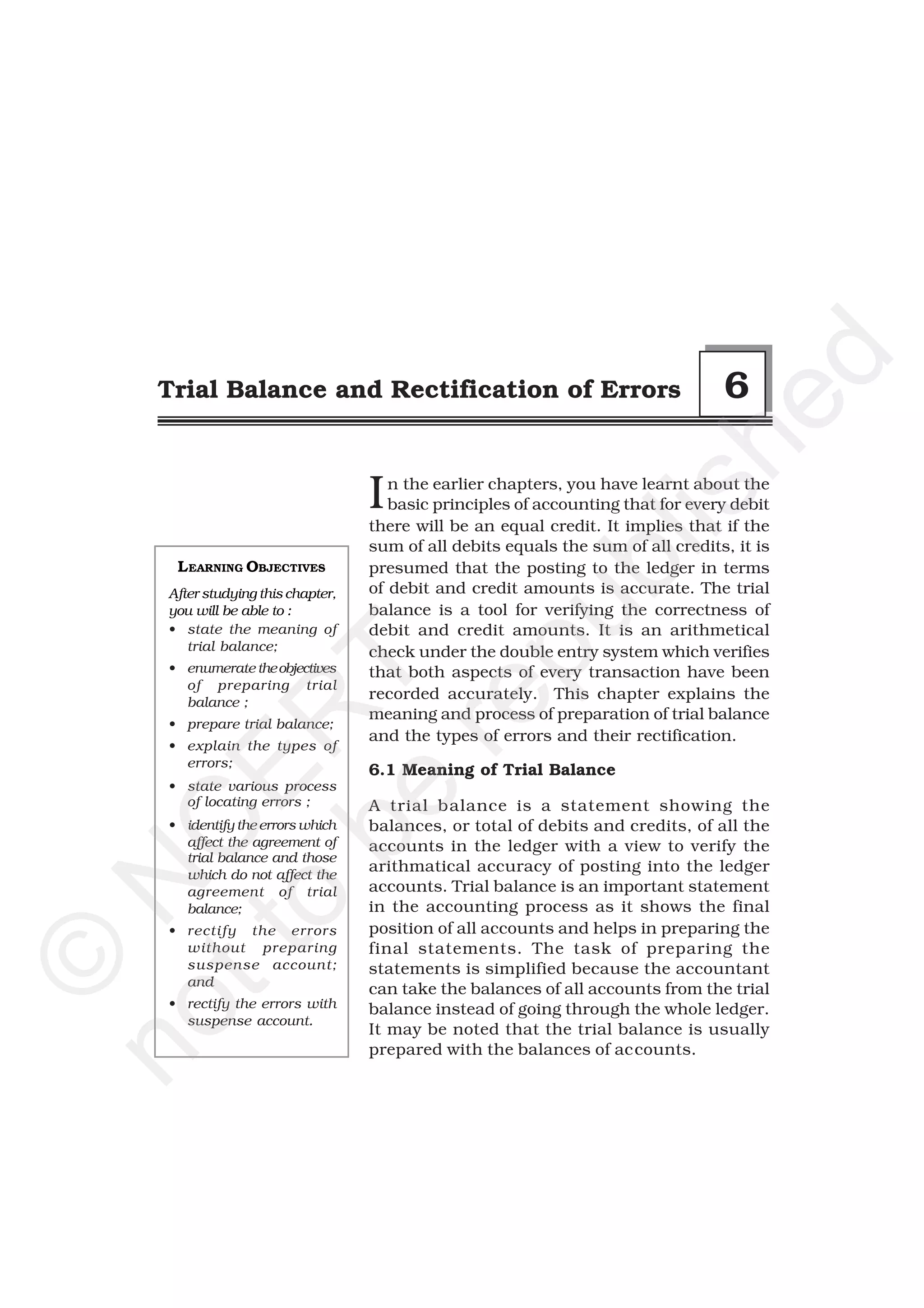 Trial balance and rectification of errors | PDF