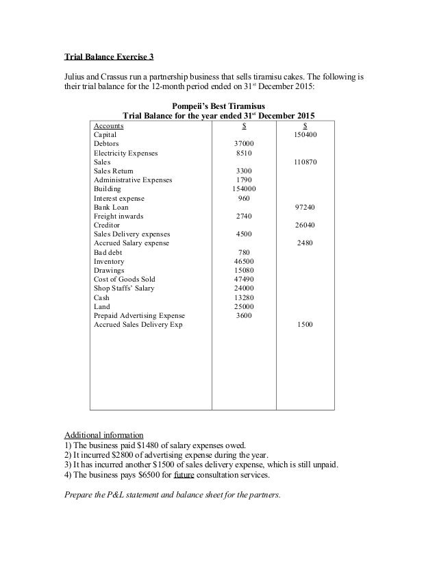 Trial balance exercise 3