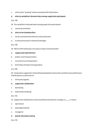 Trial exam questions+answers logistics and supply chain management 2 | DOCX