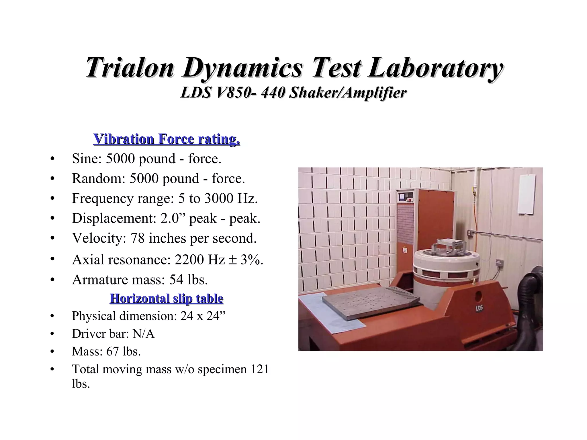 Trialon Dynamics Test Laboratory | PPT