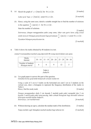 Trial penang 2014 spm matematik tambahan k2 [scan] | PDF