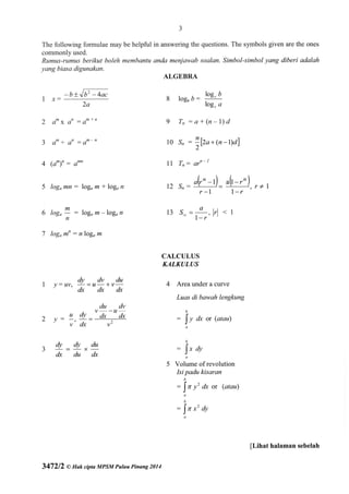 Trial penang 2014 spm matematik tambahan k2 [scan] | PDF
